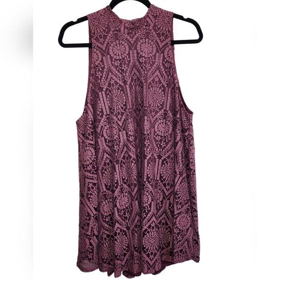 Dresses | Nwt Plum Halter Open Back Swing Lace Overlay Dress Size ...